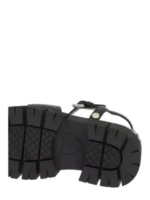 MOSCHINO Moschino Logo-Print Leather Sandals With Buckle-Fastening Ankle Strap