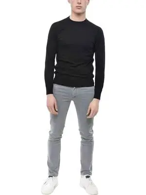 PAOLO PECORA Crew Neck Fine Knit Sweater - Black