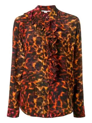 Stella McCartney Ruffled Silk Blouse - Brown