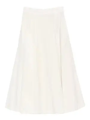 WHITE SAND Pleated A-line Midi Skirt - White