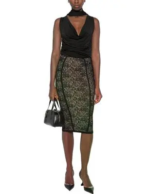 Elisabetta Franchi Lace Pattern Midi Skirt - Black