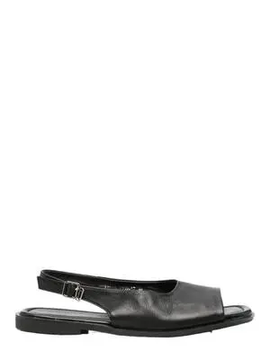 SERGIO MORETTI FIRENZE Leather Slingback Sandals - Black