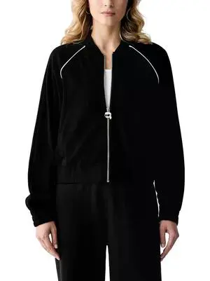 Karl Lagerfeld Zip-up Sweatshirt With Ikonik Karl Detail - Black