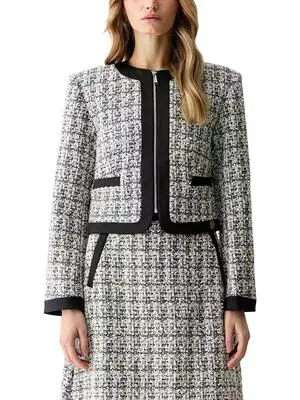 Karl Lagerfeld Pearl-embellished Tweed Jacket - Grey