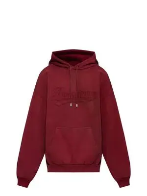 Balenciaga Logo Embroidered Hoodie - Red