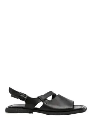 SERGIO MORETTI FIRENZE Leather Buckle-fastening Slingback Sandals - Black