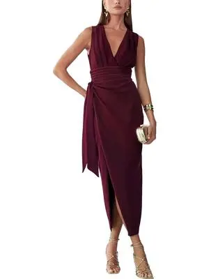 BWLDR Knot Detail Midi Dress - Red