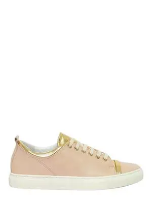 LANVIN Lace-up Sneakers With Metallic Trim - Neutrals