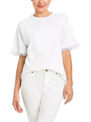 TWINSET Embroidered Lace Trim T-shirt - White