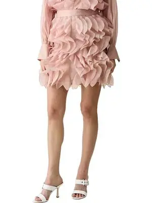 Karl Lagerfeld Ruffled Logo-embroidered Mini Skirt - Pink