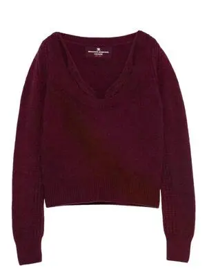 Ermanno Scervino Knitted V-neck Sweater With Cut-out Detailing - Purple