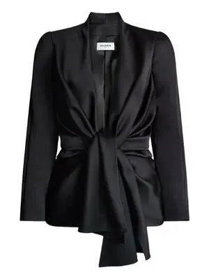 Balmain Balmain Satin Crepe Jacket With Tie Detail Black