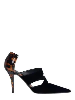 Balmain Velvet And Printed Patent Leather Courts - Black