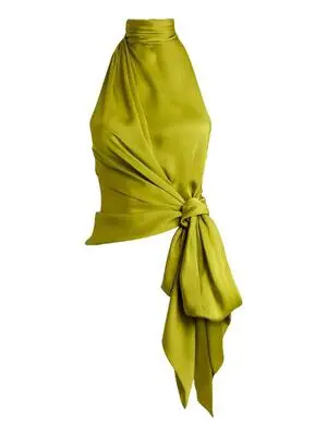 Balmain Open-back Silk Chiffon Top - Green