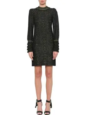 LANVIN Jacquard Ruffled Mini Dress - Black