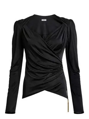 Balmain Draped Flowing Jersey Top - Black