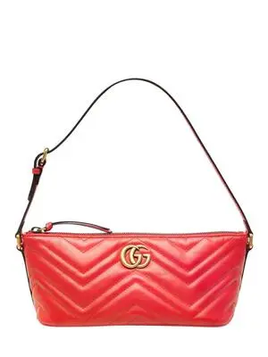 Gucci Gg Marmont Matelasse Calfskin Shoulder Bag - Red