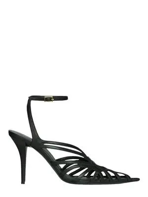 Balmain Smooth Leather Cage Sandals - Black