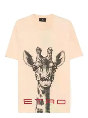 Etro Giraffe Print Logo T-shirt - Neutrals