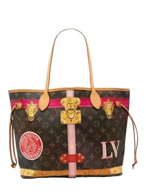 LOUIS VUITTON Louis Vuitton 2018 Monogram Summer Trunks Neverfull MM Tote Bag Brown