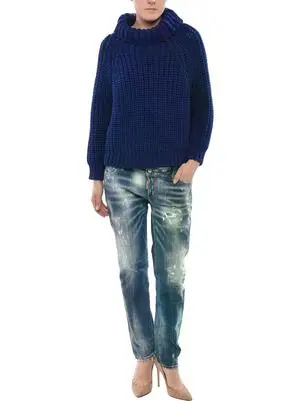 Givenchy Wool Chunky Knit Turtleneck Sweater - Blue