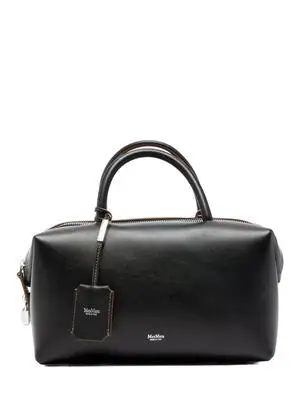 Max Mara Leather Tote Bag With Top Handles And Detachable Shoulder Strap - Black