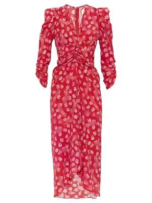 Isabel Marant Étoile ISABEL MARANT Albini Asymmetric Floral Print Dress Red