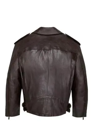Saint Laurent Belted Biker Jacket - Brown