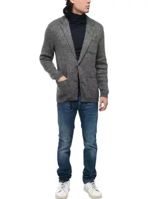 SUN HOUSE Knit Horn-button Cardigan - Grey