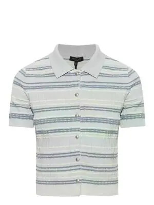 Rag & Bone Striped Short-sleeve Cardigan - Blue
