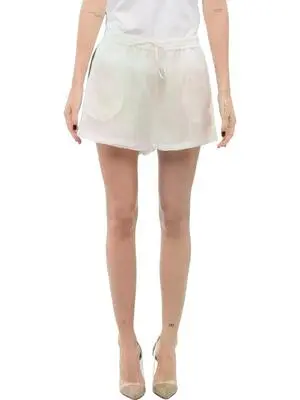 SUPER BLOND Pleated Drawstring Mini Shorts - White