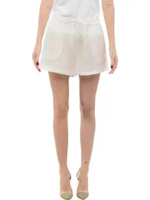 SUPER BLOND Pleated Drawstring Mini Shorts - White