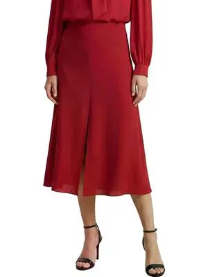 Valentino Garavani Front Slit Midi Skirt - Red