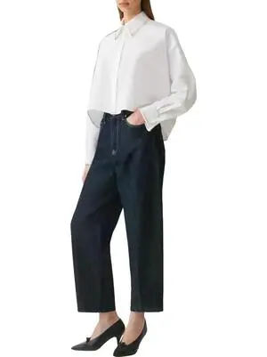 Fabiana Filippi Monili Embellished Cropped Shirt - White
