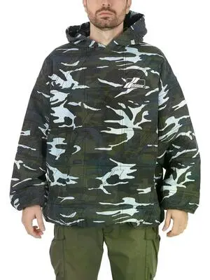 We11Done Camouflage Logo-patch Hoodie - Green