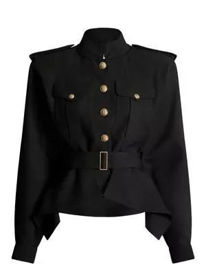 Balmain Belted Peplum Jacket - Black