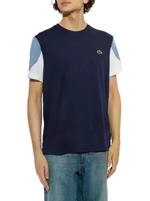 Lacoste Logo-patch Panelled T-shirt - Blue