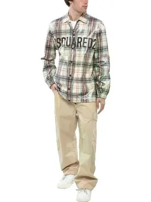 Dsquared2 Check-pattern Coated Overshirt - Neutrals
