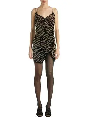 Balmain Velvet Tiger Embroidery Dress - Black