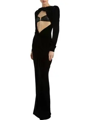 BALMAIN Balmain Long Velvet And Lace Gown
