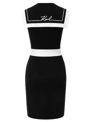 Karl Lagerfeld Sailor Collar Mini Dress - Black