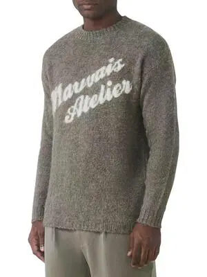 MAUVAIS Logo Intarsia Brushed-knit Sweater - Grey
