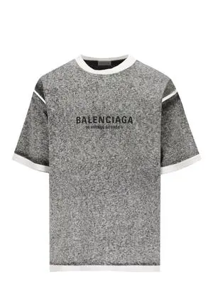 Balenciaga Logo-print Heathered T-shirt - Grey