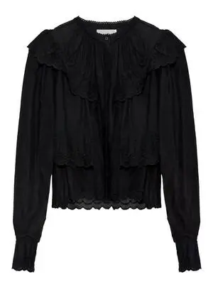 MARANT ETOILE Ruffled Broderie Anglaise Cotton Shirt - Black