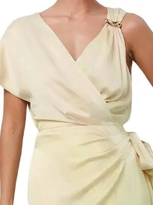 SAVEL One-shoulder Draped Maxi Dress - Neutrals