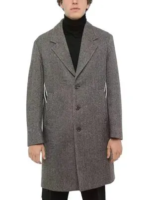 Neil Barrett Single-breasted Herringbone Coat - Black