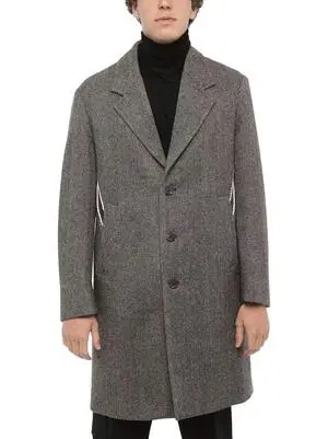 Neil Barrett Herringbone-pattern Single-breasted Coat - Black
