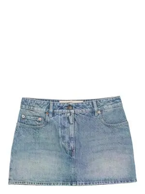 Valentino Garavani Vlogo Denim Mini Skirt - Blue