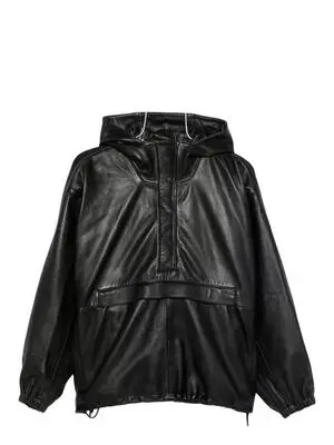 RÓHE Hooded Leather Jacket - Black