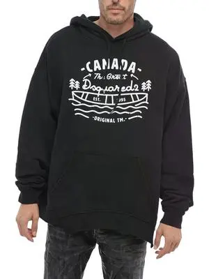 Dsquared2 Cotton Logo Print Hoodie - Black